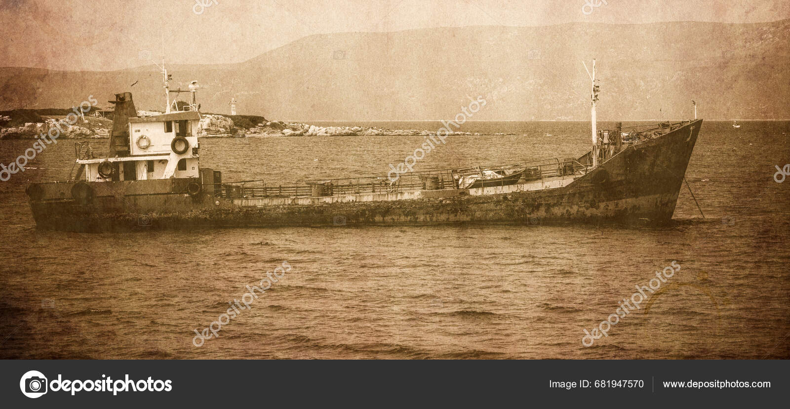 Old Rusty Large Fishing Boat Trawler Sack Bay Izmir Turkey Stock Photo ...