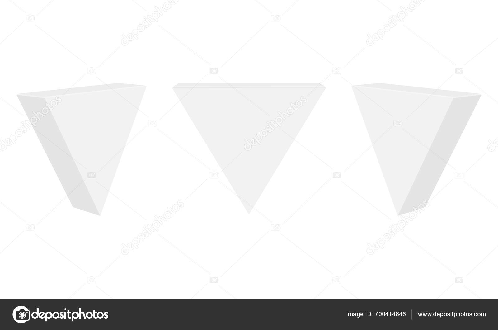 Blank Triangle Packaging Boxes Mockups Front Side View Isolated White ...