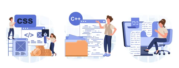 Devops Concept Isolated Person Situations Collection Scenes Programmers Working Software Stock ...