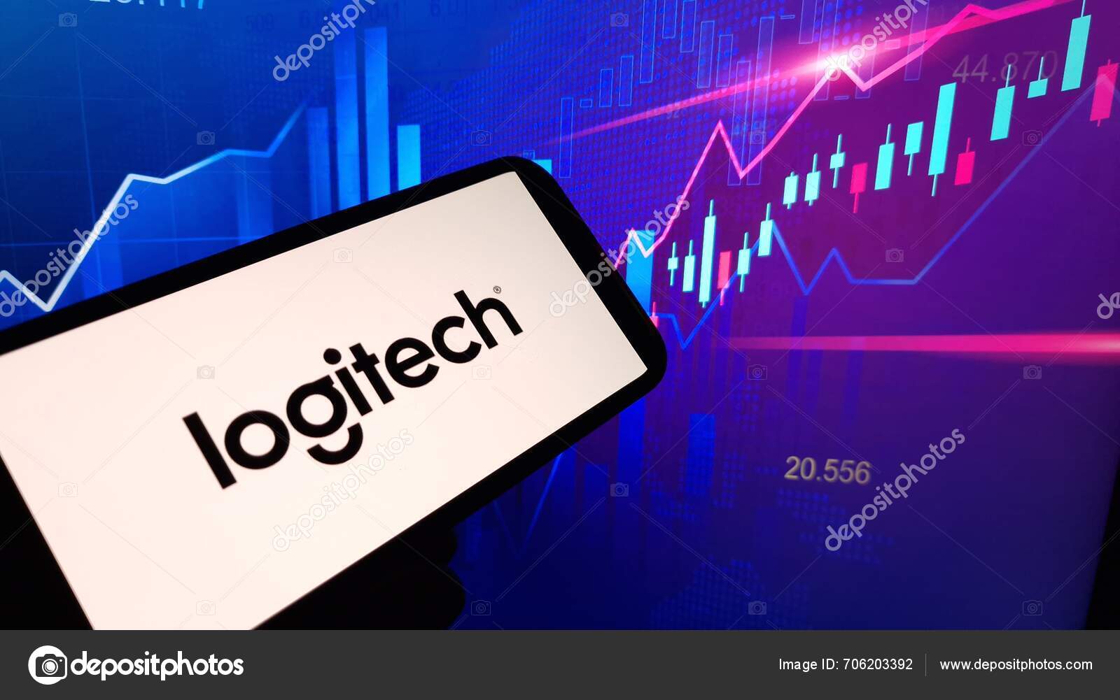 Konskie Polonia Marzo 2024 Logotipo Empresa Logitech Teléfono Móvil — Foto editorial de stock ...