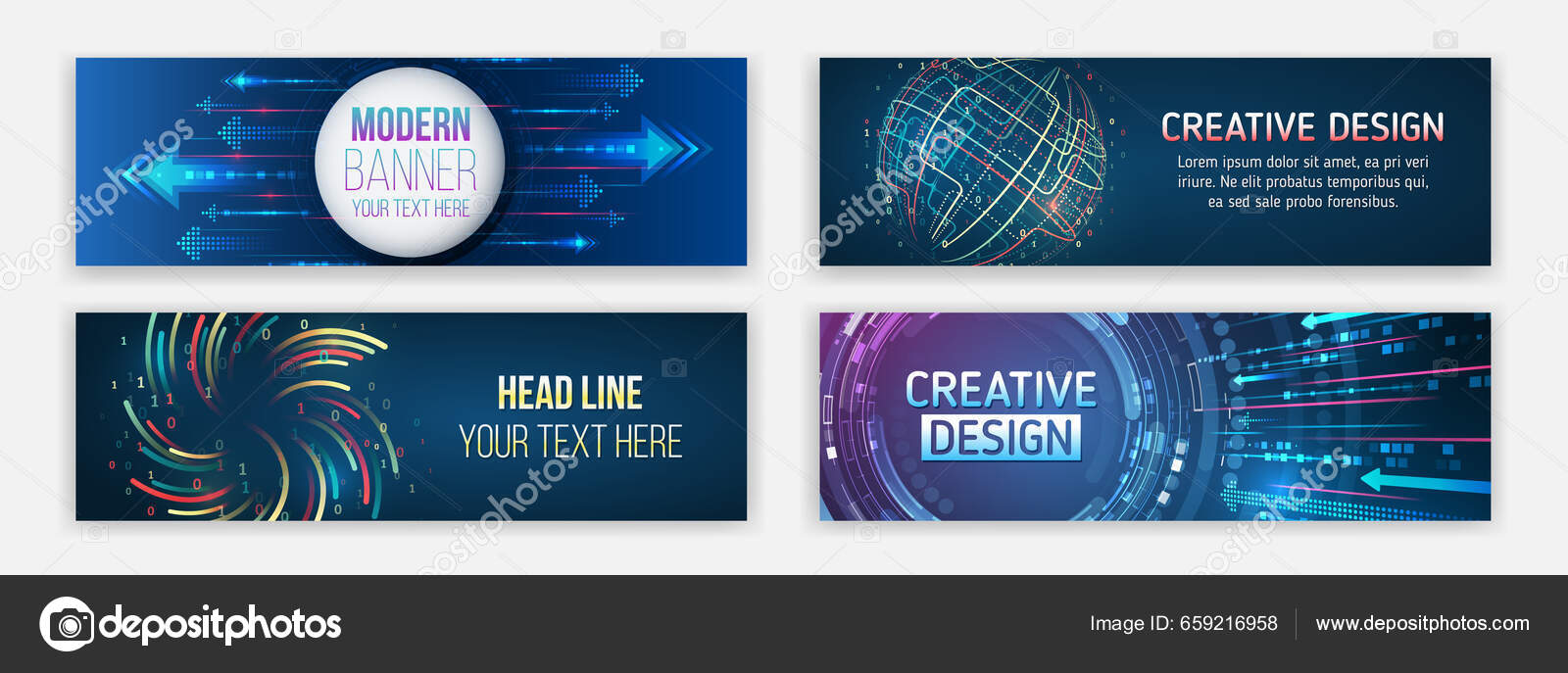 Banner Moderno Estilo Alta Tecnología Conjunto Plantillas Banners Web ...