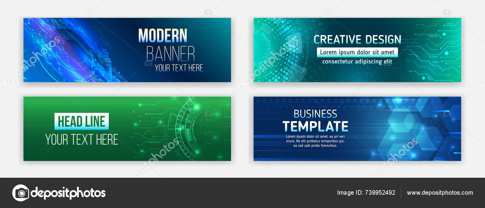 High Tech Horizontal Banner Template Modern Banner Design Technology ...