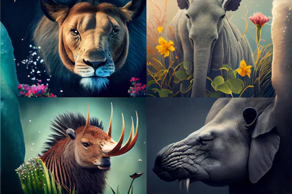 Wild Animals Collage