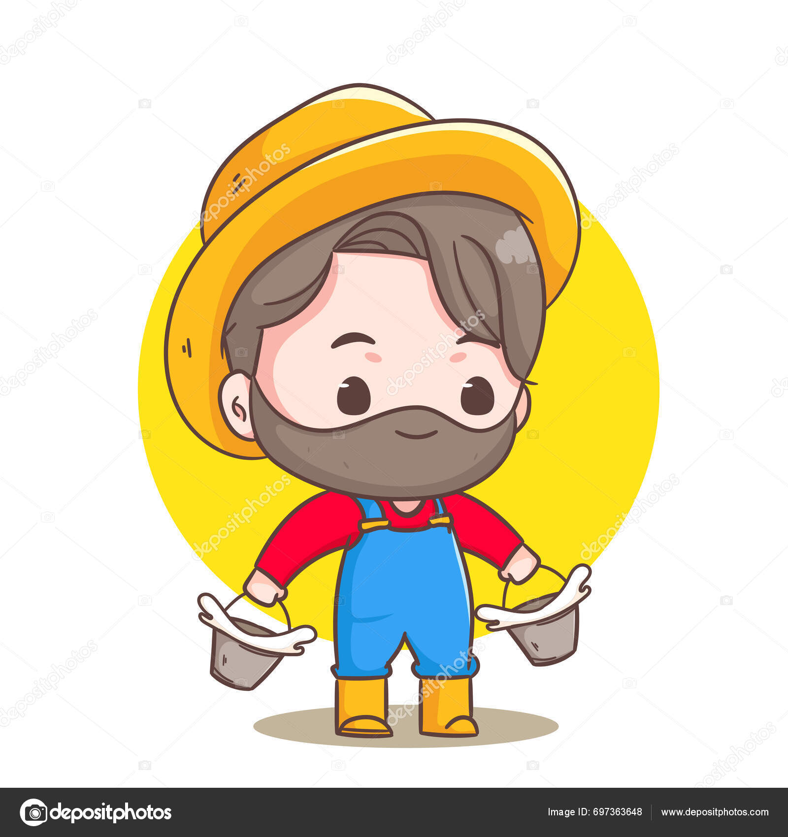 Petani Manis Yang Membawa Susu Segar Menghasilkan Vektor Kartun Desain ...