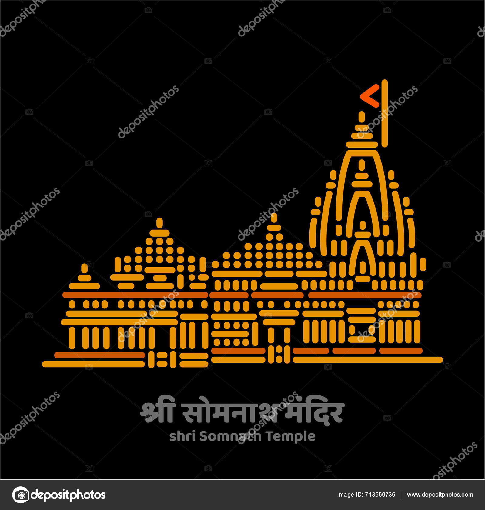 Ilustrasi Vektor Kuil Shri Somnath Jyotirlinga Vektor Stok oleh ...