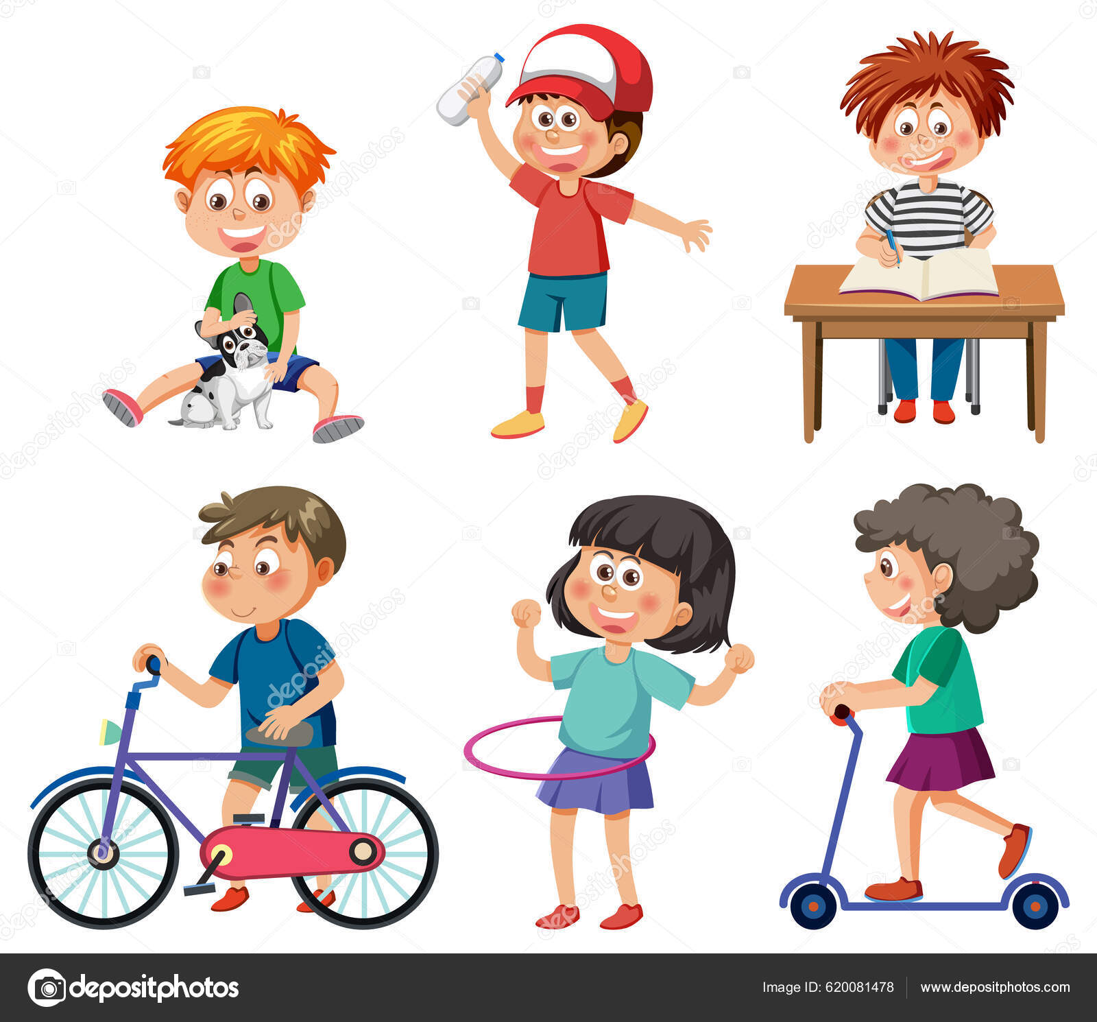 Children Doing Different Activities Set Illustration Stock-vektor af ...