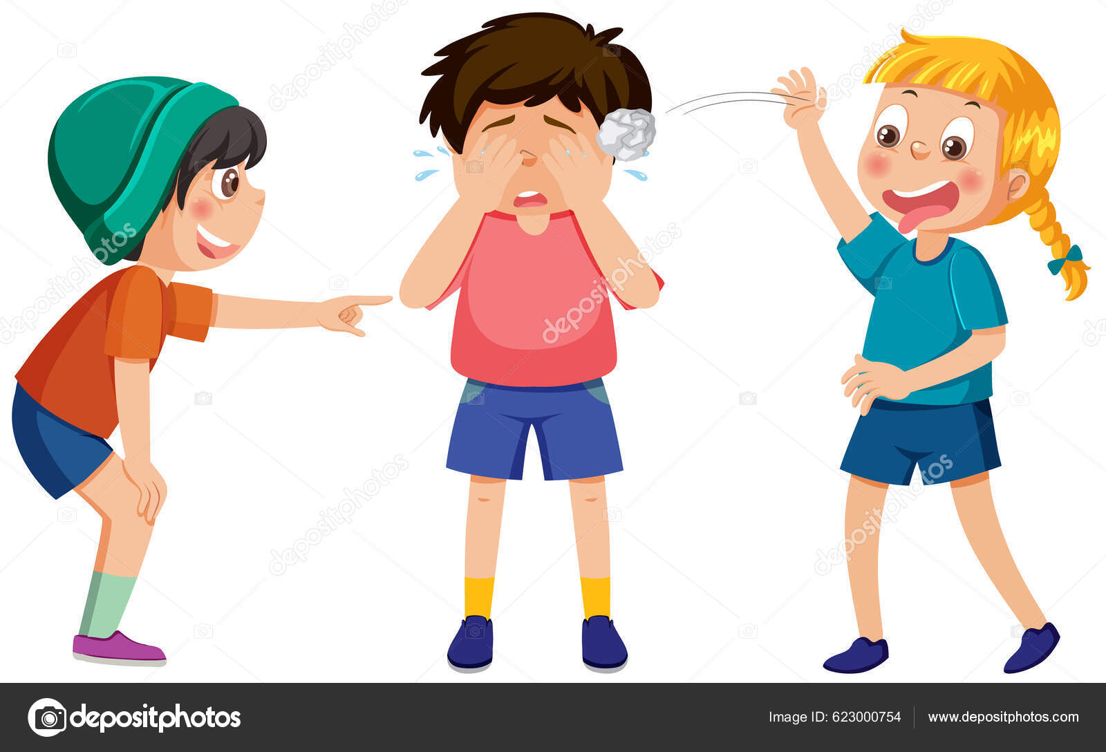 Chico Deja Intimidar Por Sus Amigos Ilustración Vector de stock ...