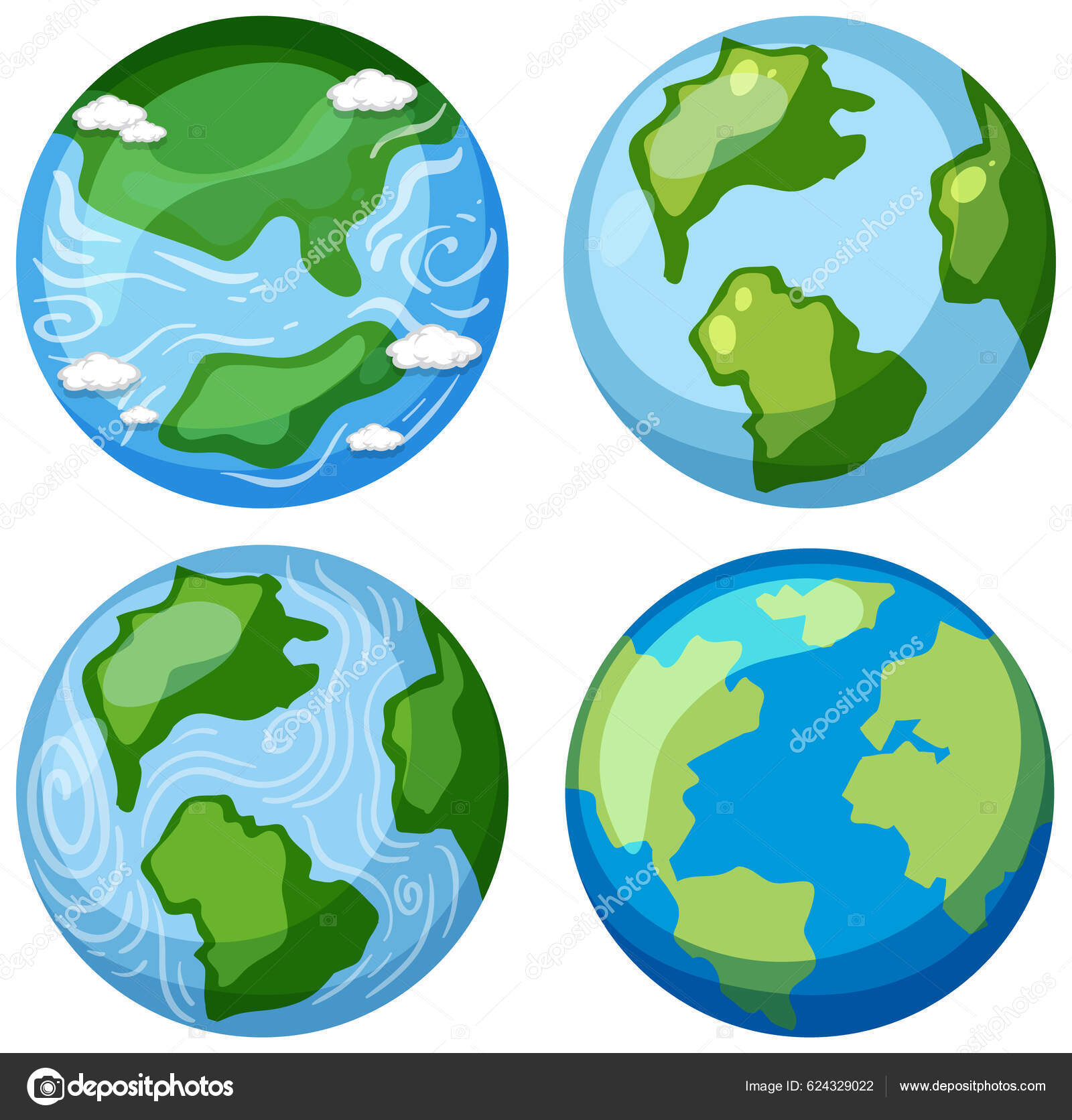 Set Earth Cartoon Style Illustration Stock Illustration by ©brgfx ...