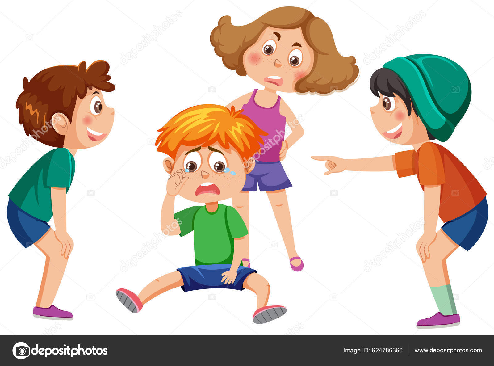 Chico Deja Intimidar Por Sus Amigos Ilustración Vector de stock ...