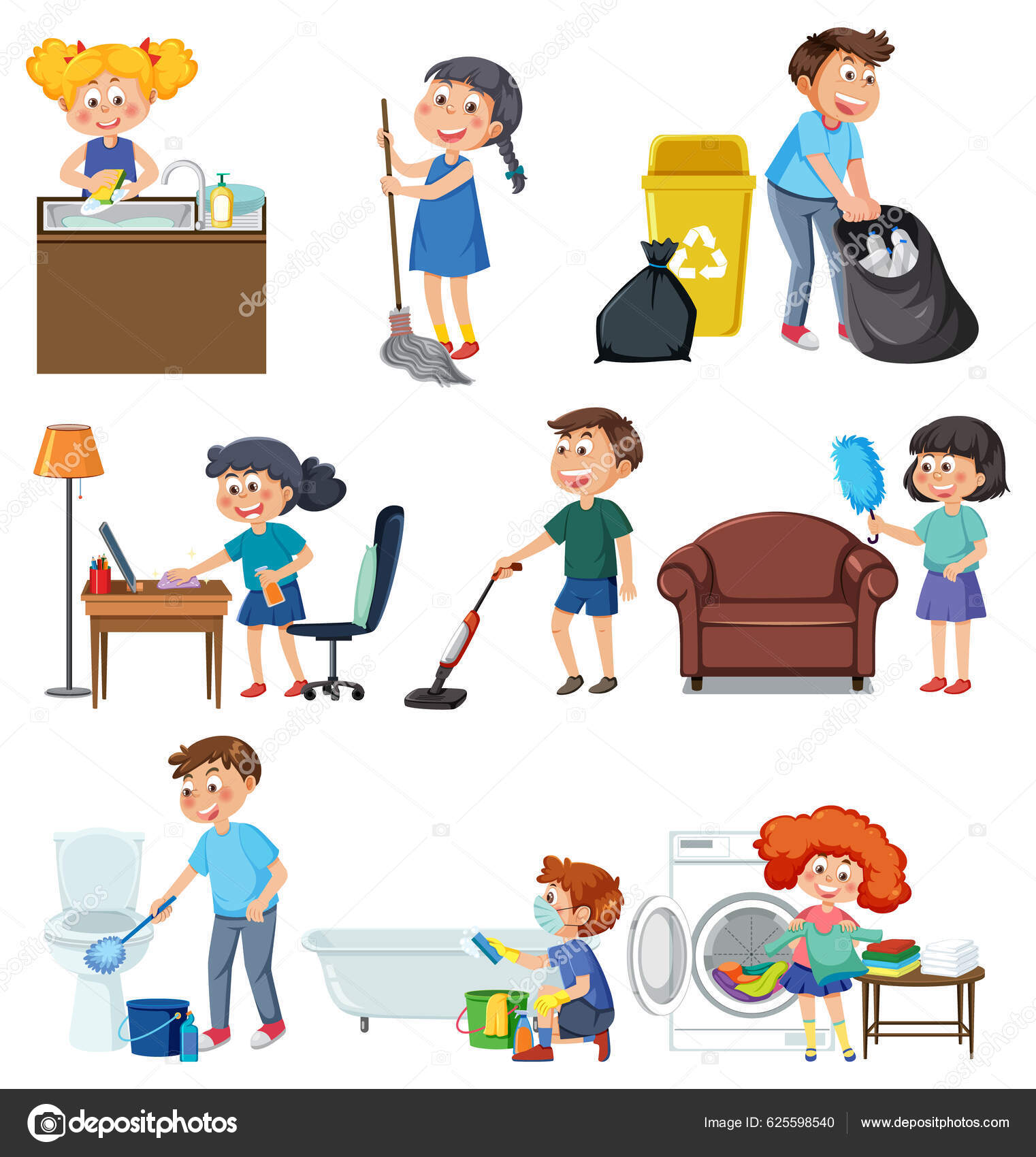 Kids Sweeping Clipart