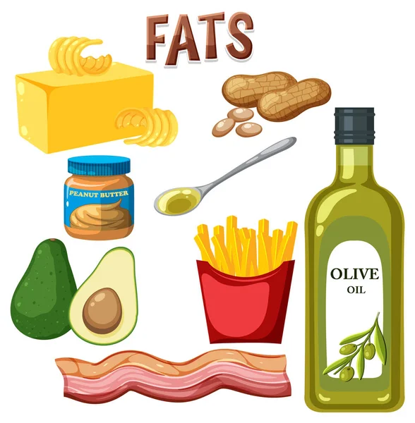 Variety Fat Foods Illustration Stock Vector by ©brgfx 635687738