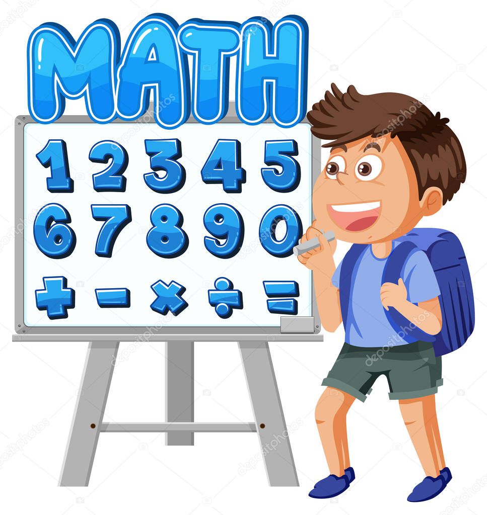 Boy Cartoon Character Math Number Theme Illustration Vector de stock ...