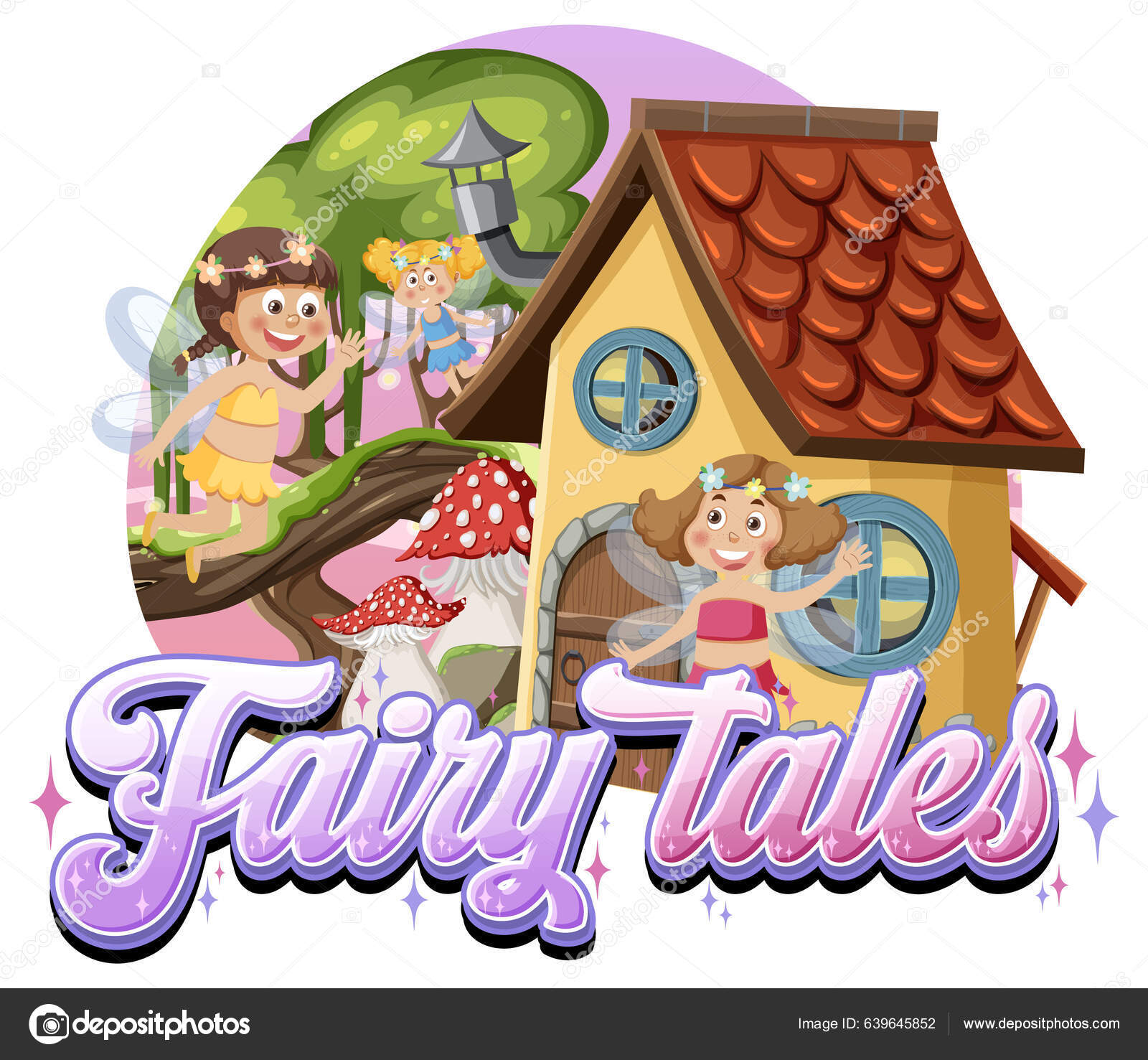 Fairy Tales Text Banner Design Illustration Vector de stock #639645852 ...
