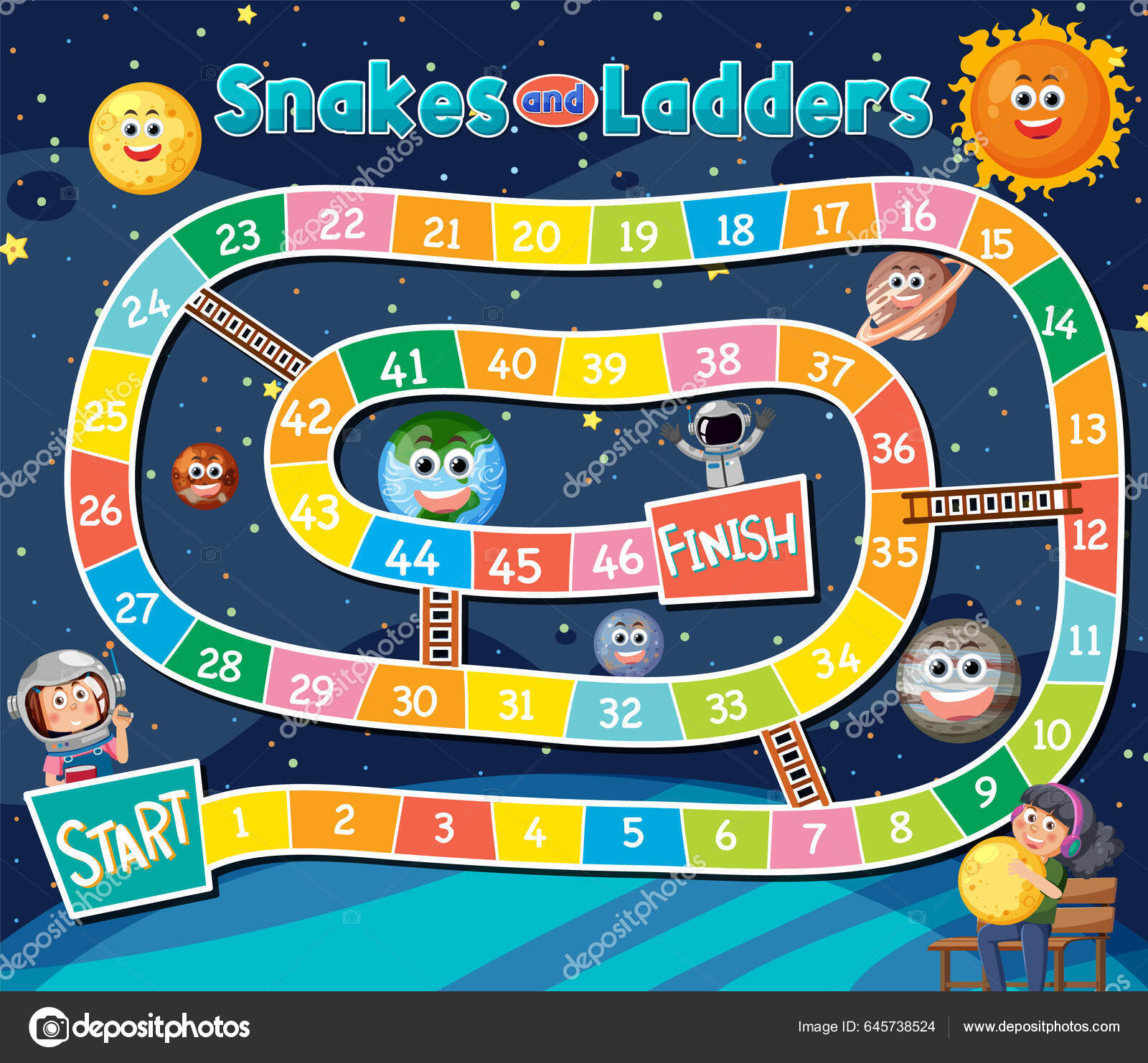 Serpientes Escaleras Ilustración Plantilla Juego Stock Vector by ©brgfx ...