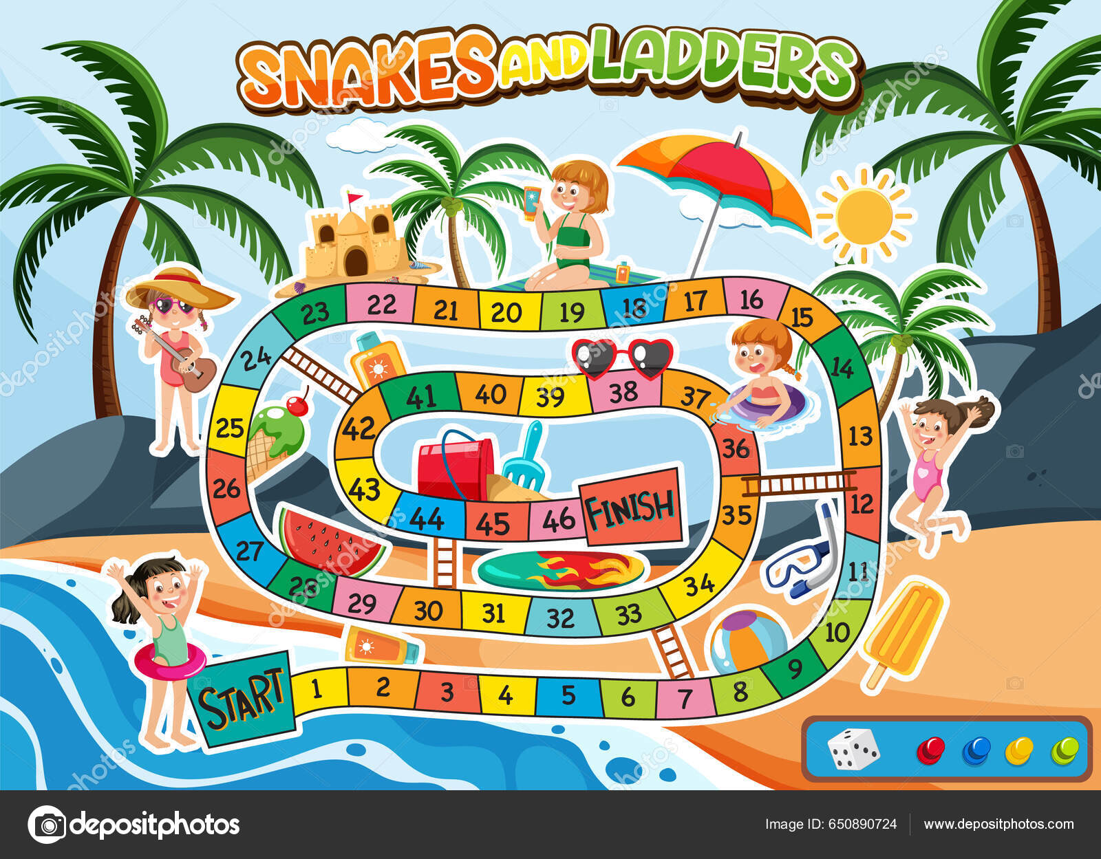 Hadi Žebříky Deska Hra Šablony Ilustrace Stock Vector od © brgfx 650890724