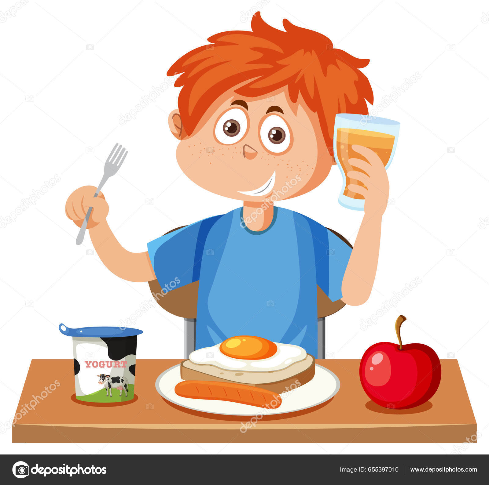 Comer Clipart Saudavel Solteiro 1 Linha Desenhando Garoto Comendo