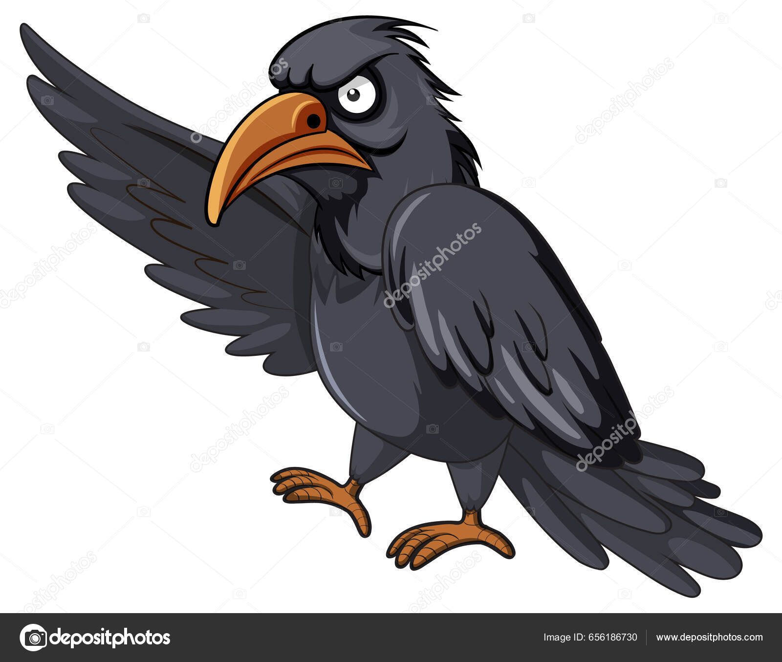Pájaro Cuervo Ondeando Ala Ilustración Vector de stock #656186730 de ©brgfx
