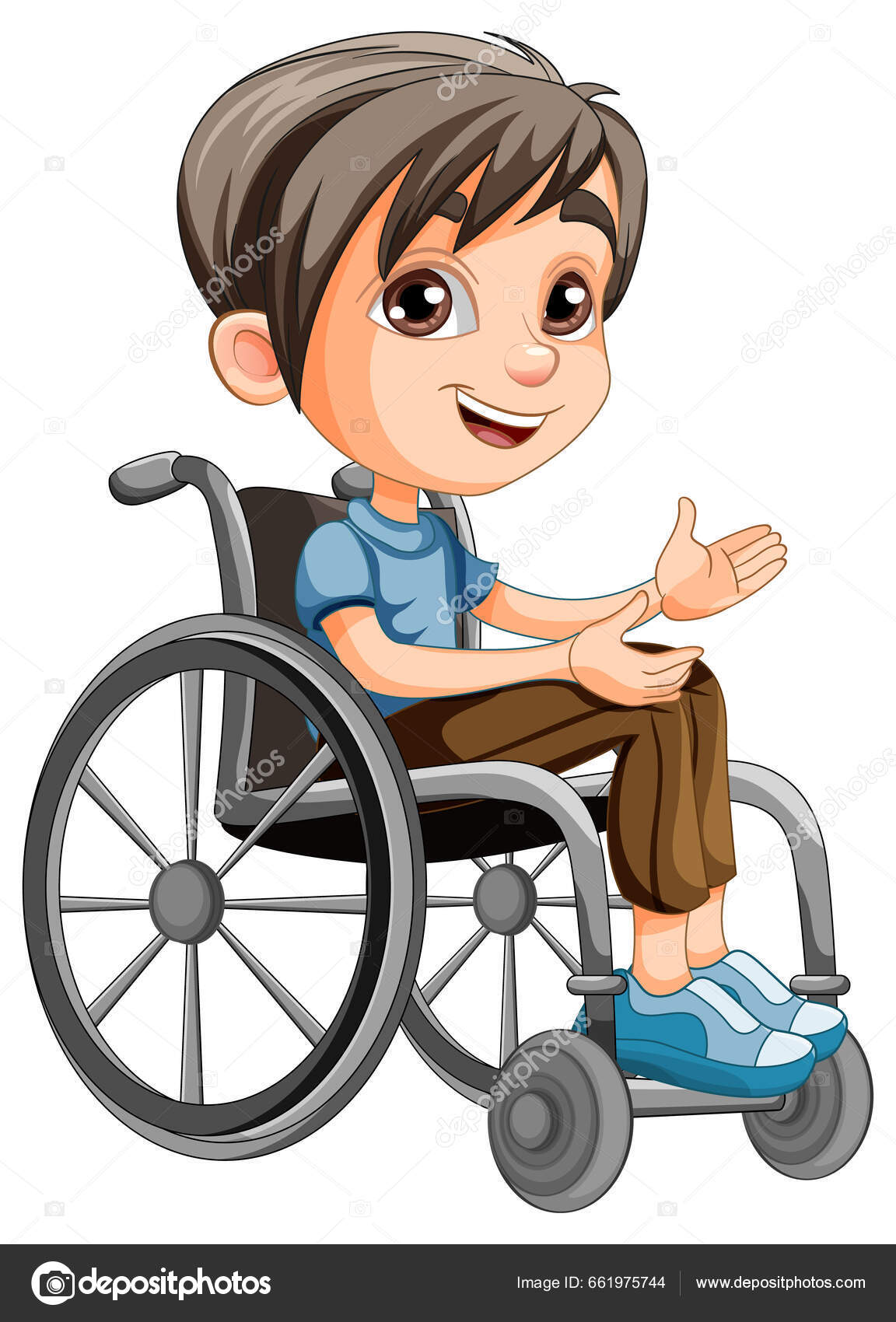 Disable Man Cartoon Sitting Wheelchair Illustration Stock Vector by ...