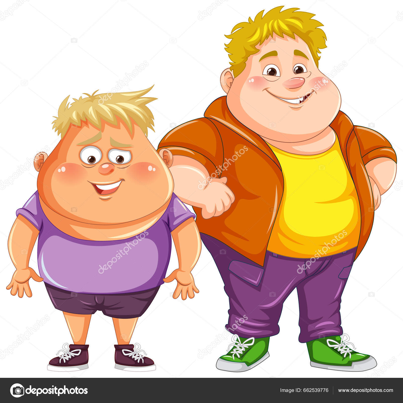 Ilustración Del Personaje Dibujos Animados Hombres Gordos Felices ...