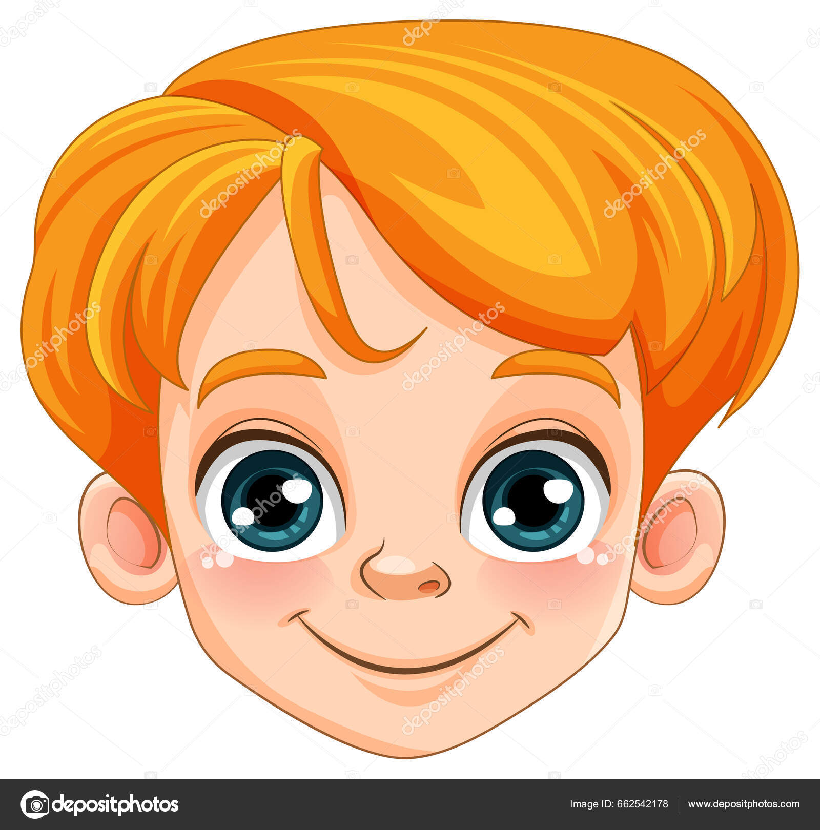 Lindo Niño Cabeza Dibujo Animado Carácter Ilustración Vector de stock ...