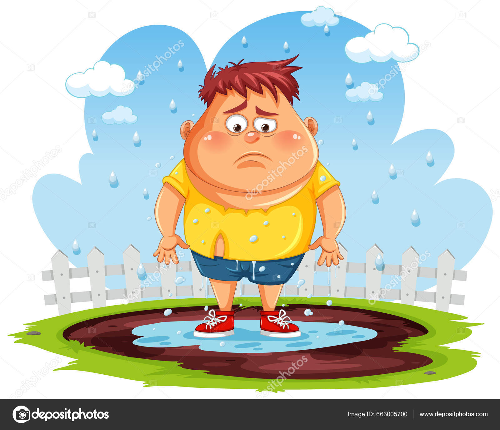 Sad Man Messing Wet Water Illustration Stock Vector by ©brgfx 663005700