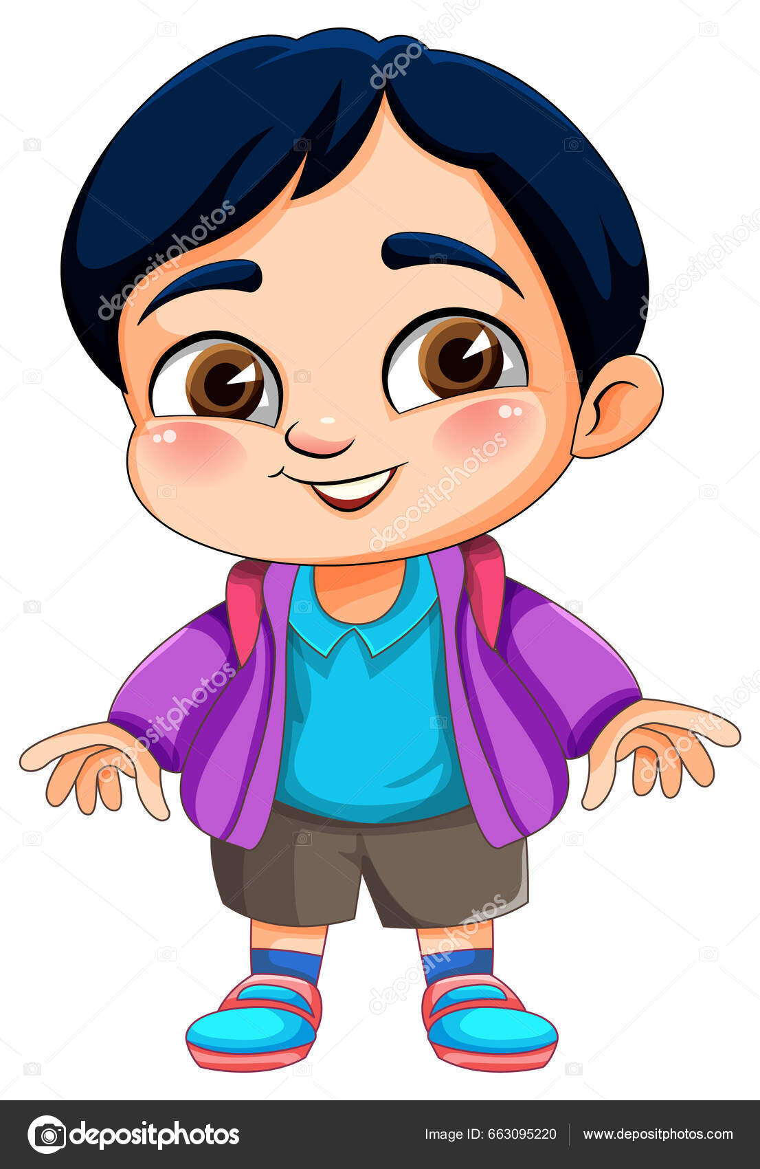 Lindo Chico Dibujos Animados Carácter Ilustración Vector de stock por ...