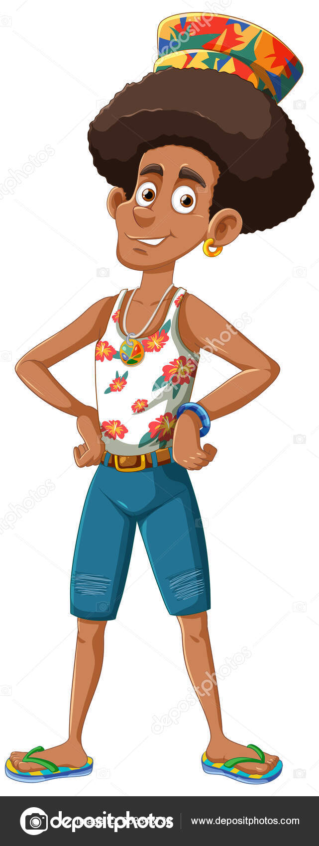 Hombre Con Ilustración Vectorial Peinado Afro Vector de stock ...