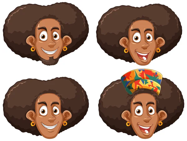 Hombre Con Ilustración Vectorial Peinado Afro Vector de stock ...