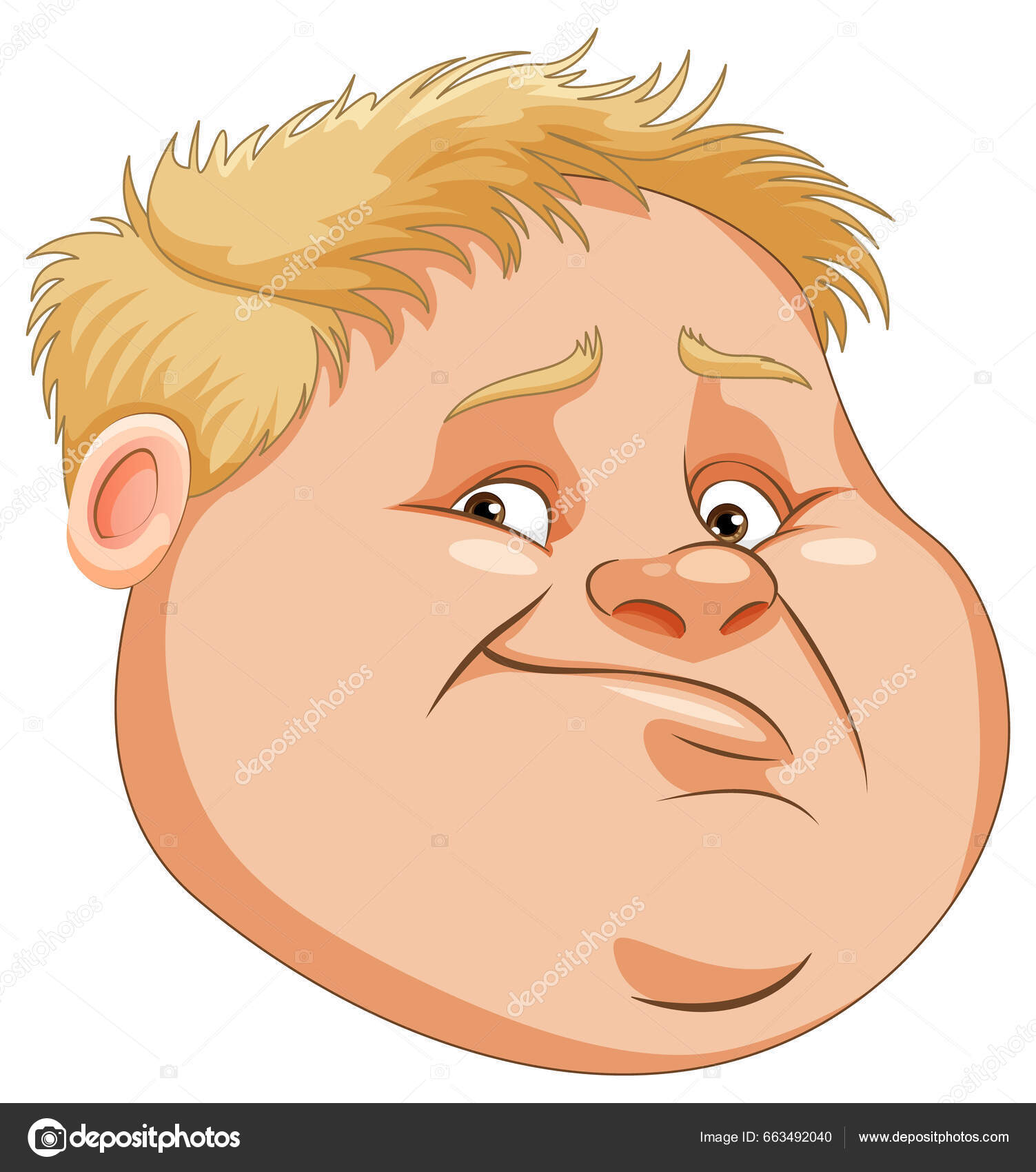 Cara Niño Gordo Ilustración Dibujos Animados Vector de stock #663492040 ...