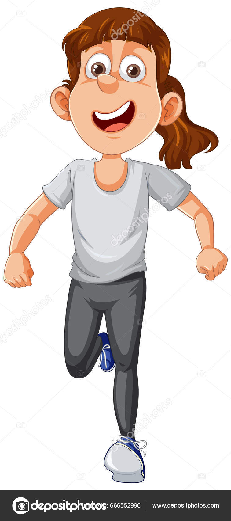 Energetic Runner Girl Cartoon Character Illustration Stock Vector by ...
