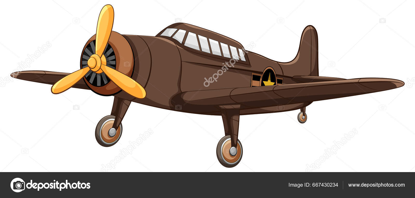 Una Ilustración Vectorial Dibujos Animados Avión Clásico Época Aislado ...