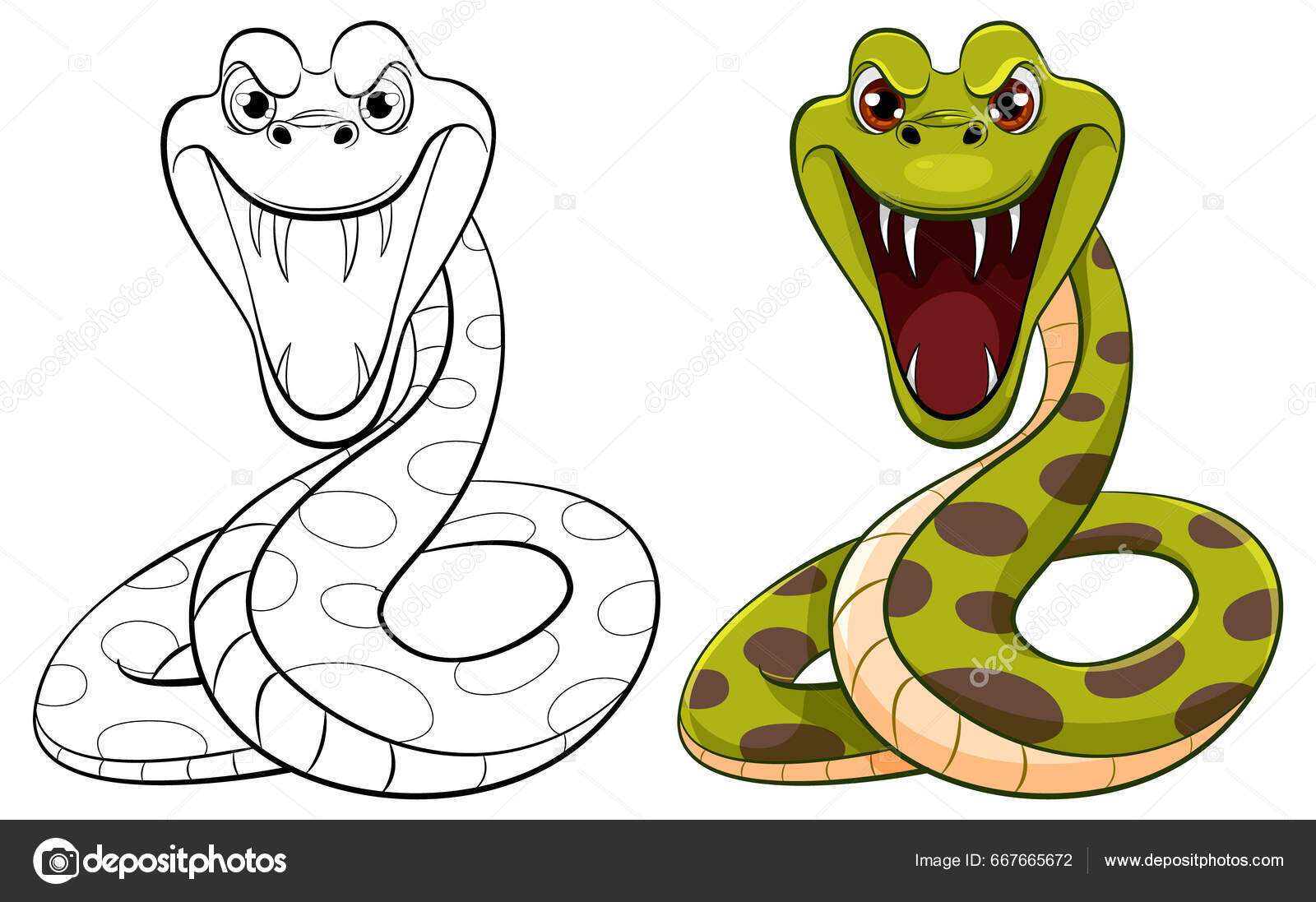 Isoleret Hvid Denne Vektor Tegneserie Illustration Python Slange Med ...