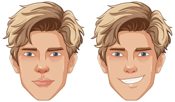 Vector Cartoon Illustration Handsome Young Man Smiling Isolated White ...
