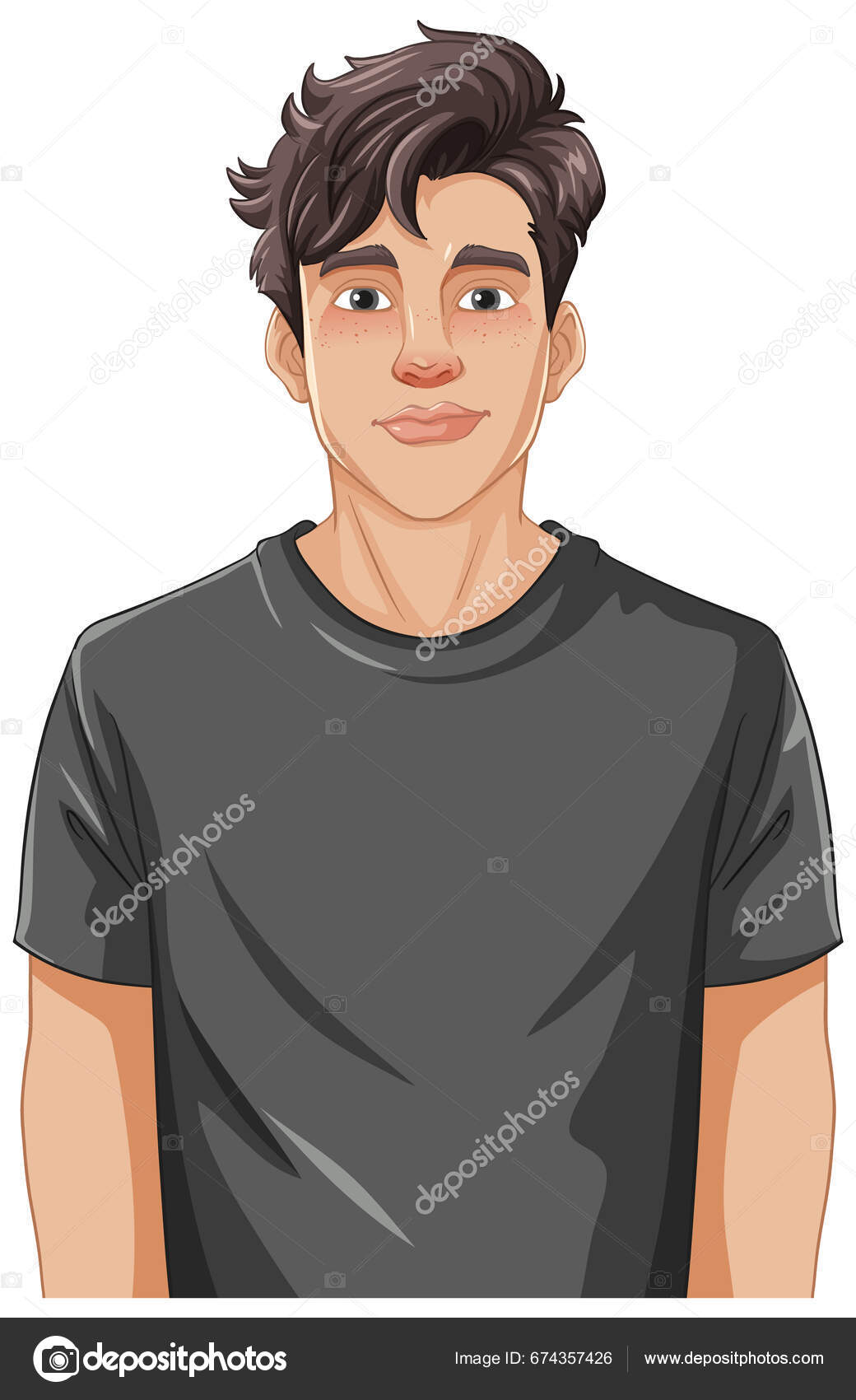 Vector Cartoon Illustration Handsome Young Man Smiling Isolated White ...