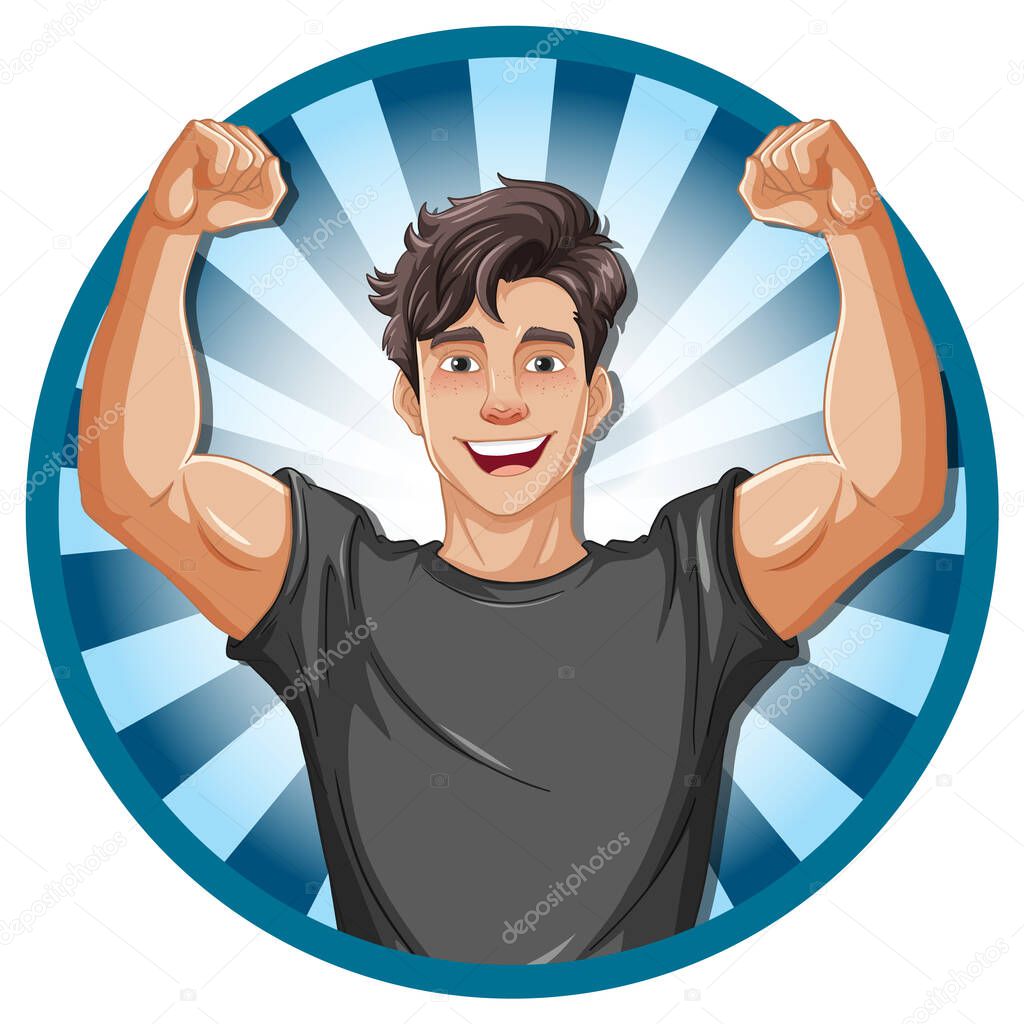 Una Ilustración Vectorial Dibujos Animados Hombre Fuerte Musculoso ...