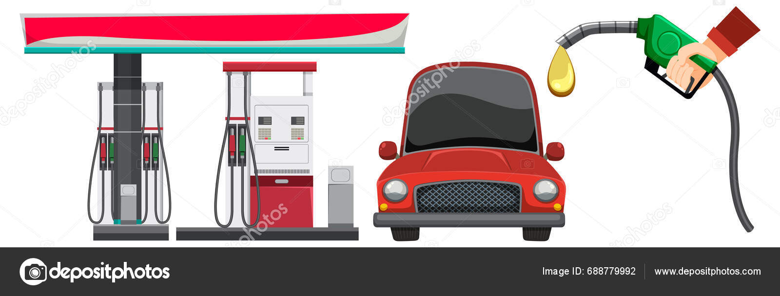 Una Ilustración Dibujos Animados Vectoriales Una Gasolinera Combustible ...