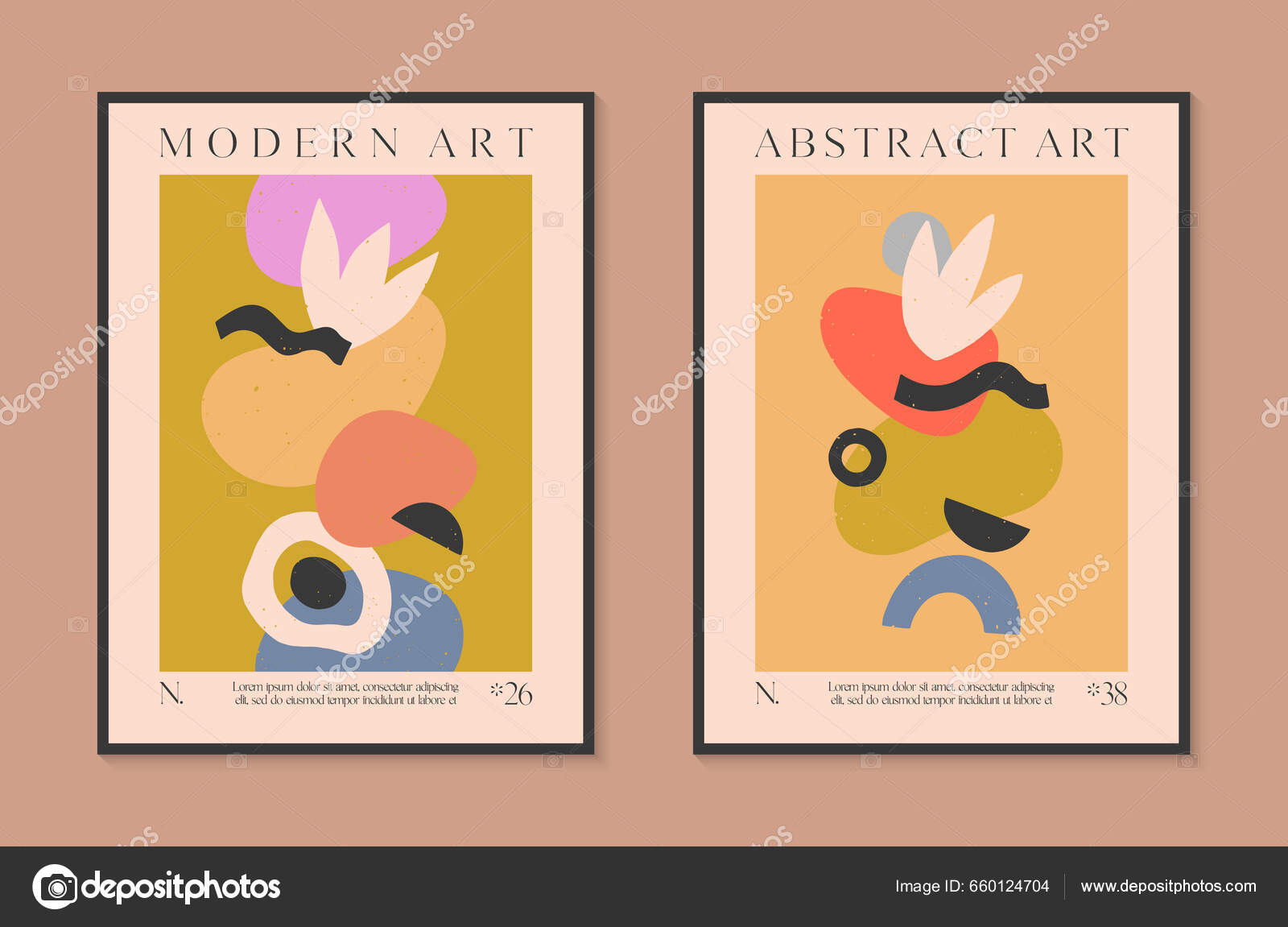 Art Modern Vector Posters Hand Drawn Organic Shapes Textures Doodles ...
