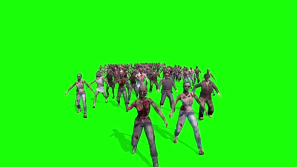 Invasion Zombies Horde Runs Top Green Screen Rendering Animation ...