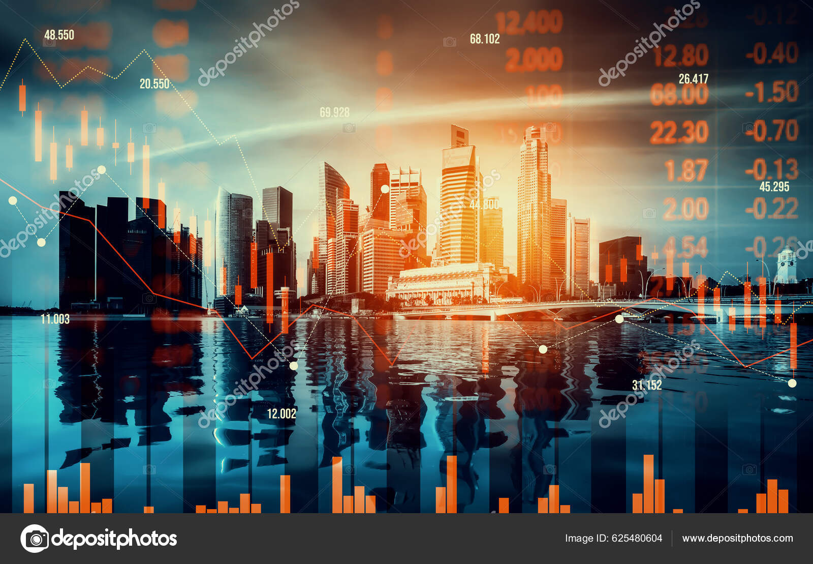 Economic Crisis Concept Shown Declining Graphs Digital Indicators ...