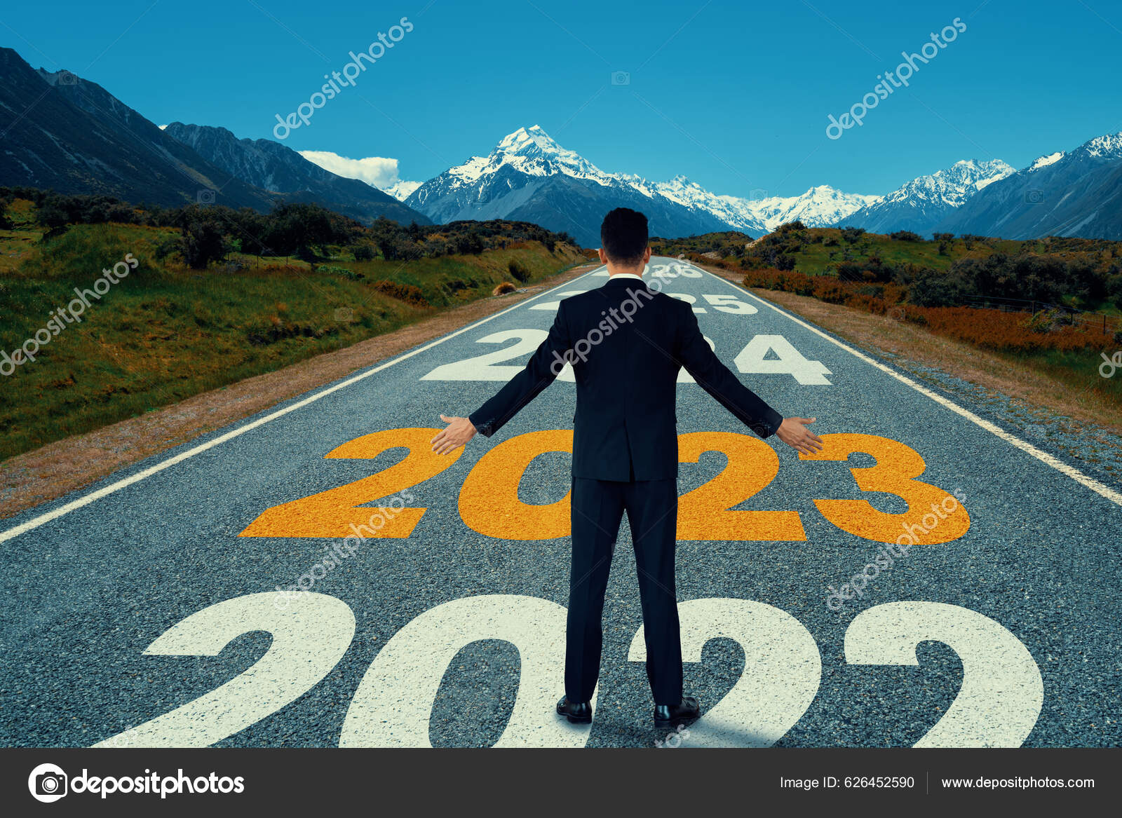 2023 New Year Journey Future Vision Concept Businessman Traveling ...