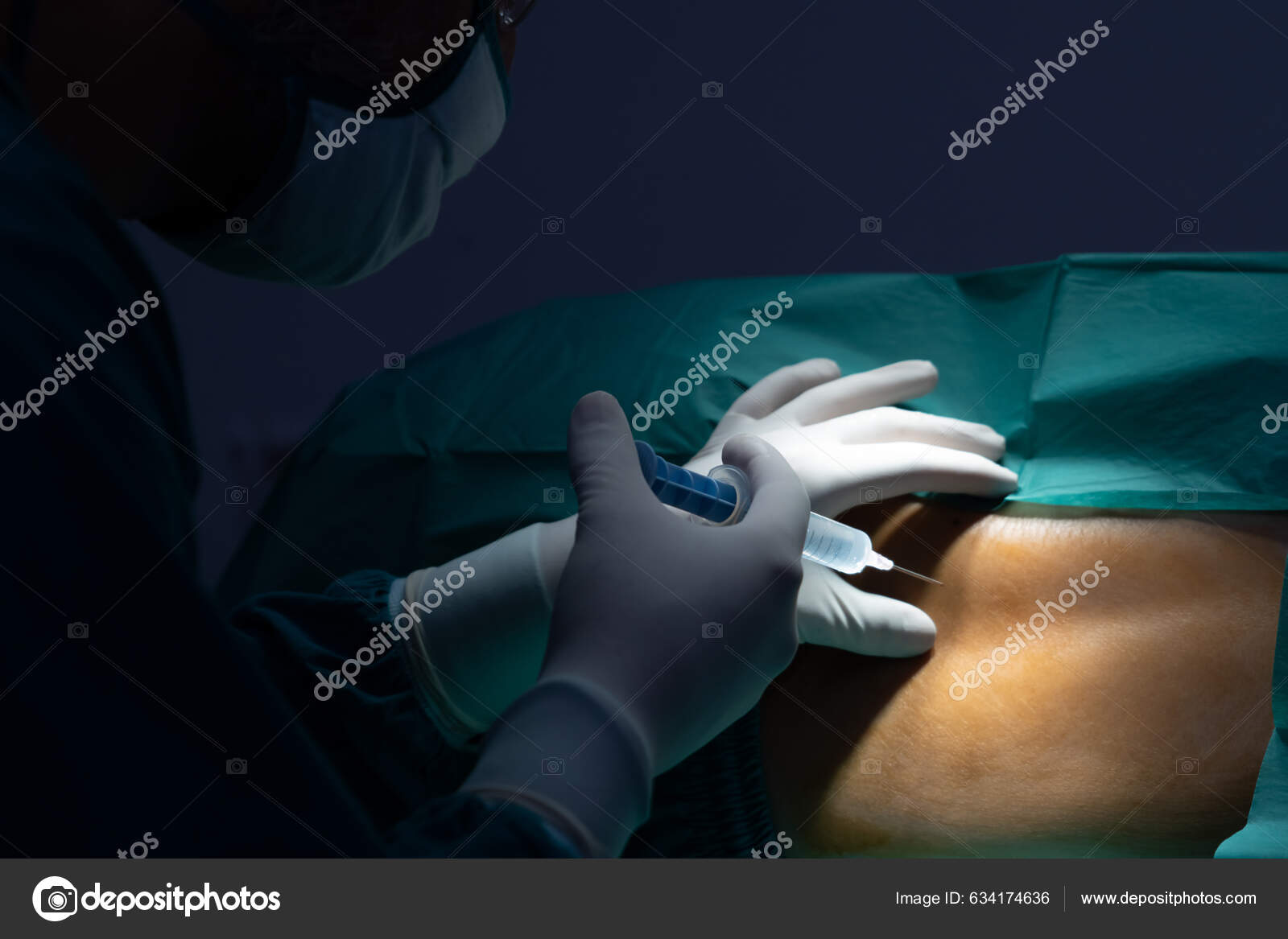 Surgeon Inject Anesthesia Syringe Patient Perform Surgery Sterile ...