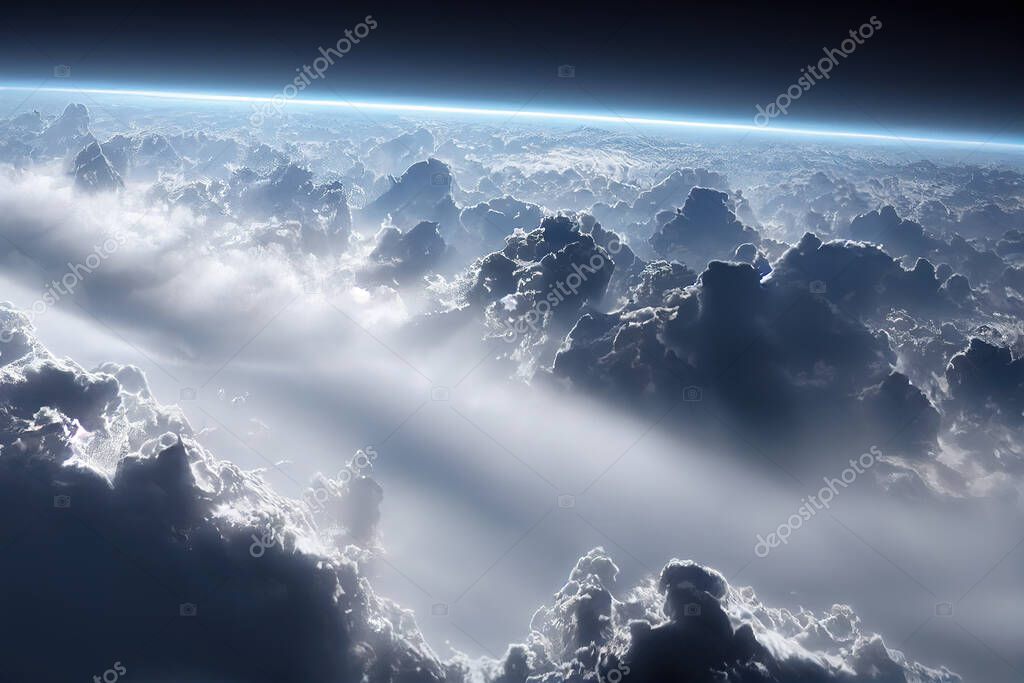 Splendid background cloudscape above the earths atmosphere in the ...
