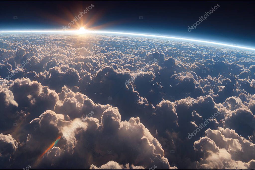 Splendid background cloudscape above the earths atmosphere in the ...