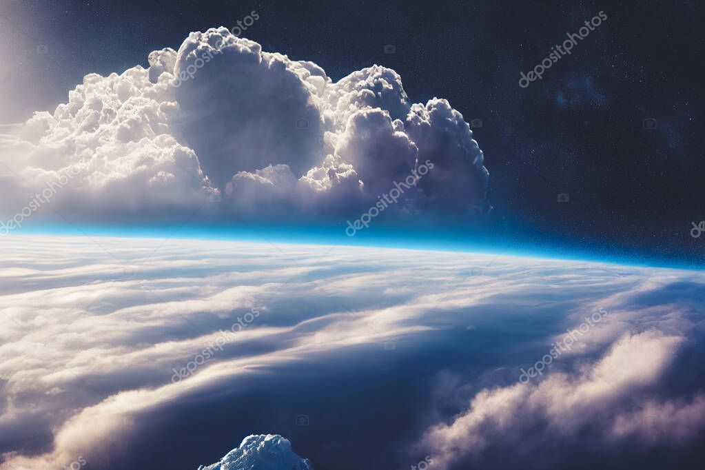 Splendid background cloudscape above the earths atmosphere in the ...