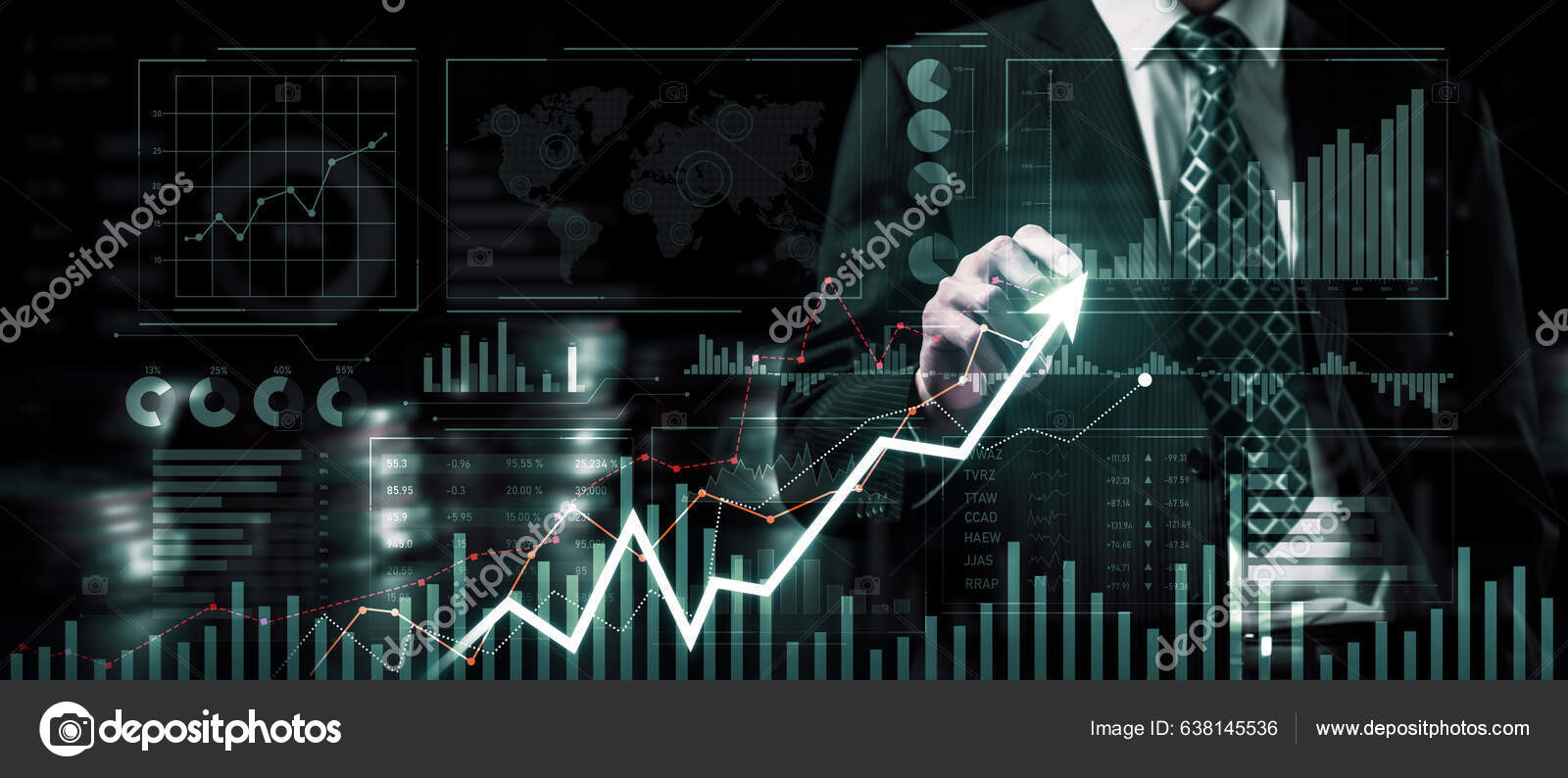 Businessman Analyst Working Digital Finance Business Data Graph Showing ...