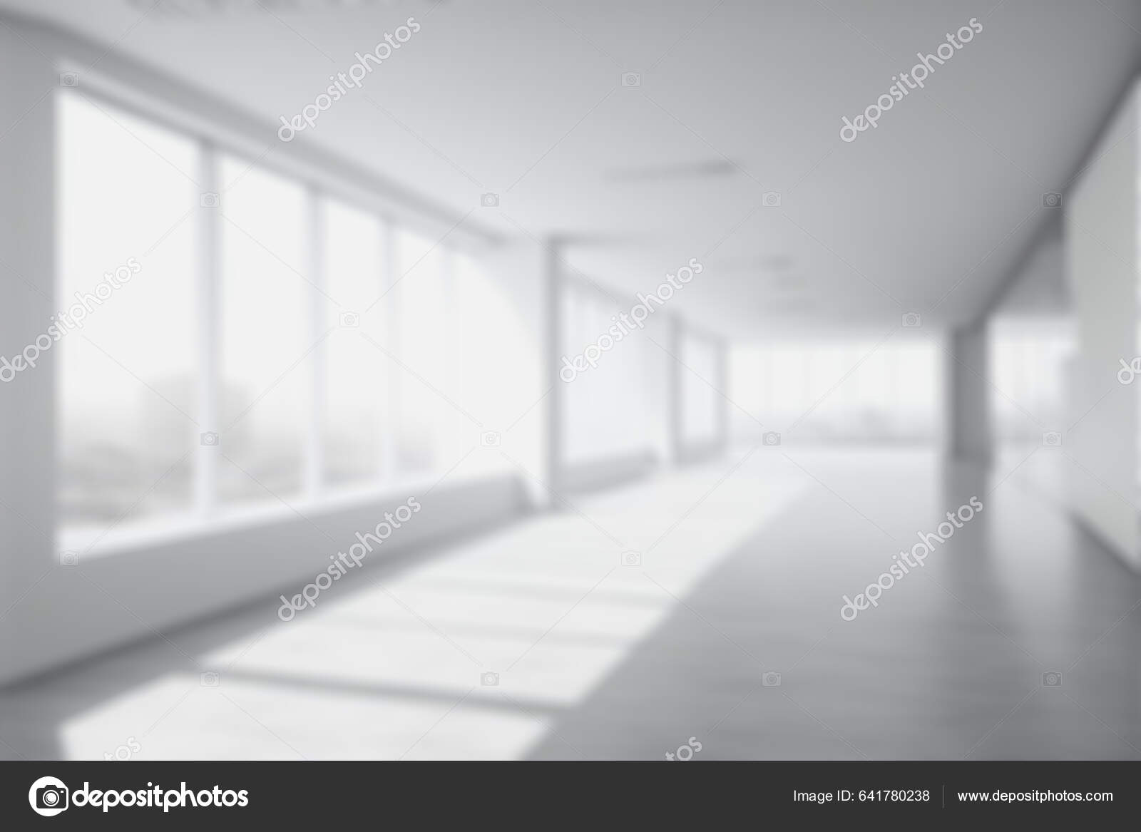 Blur Background Empty Modern Office Background Workspace Interior ...