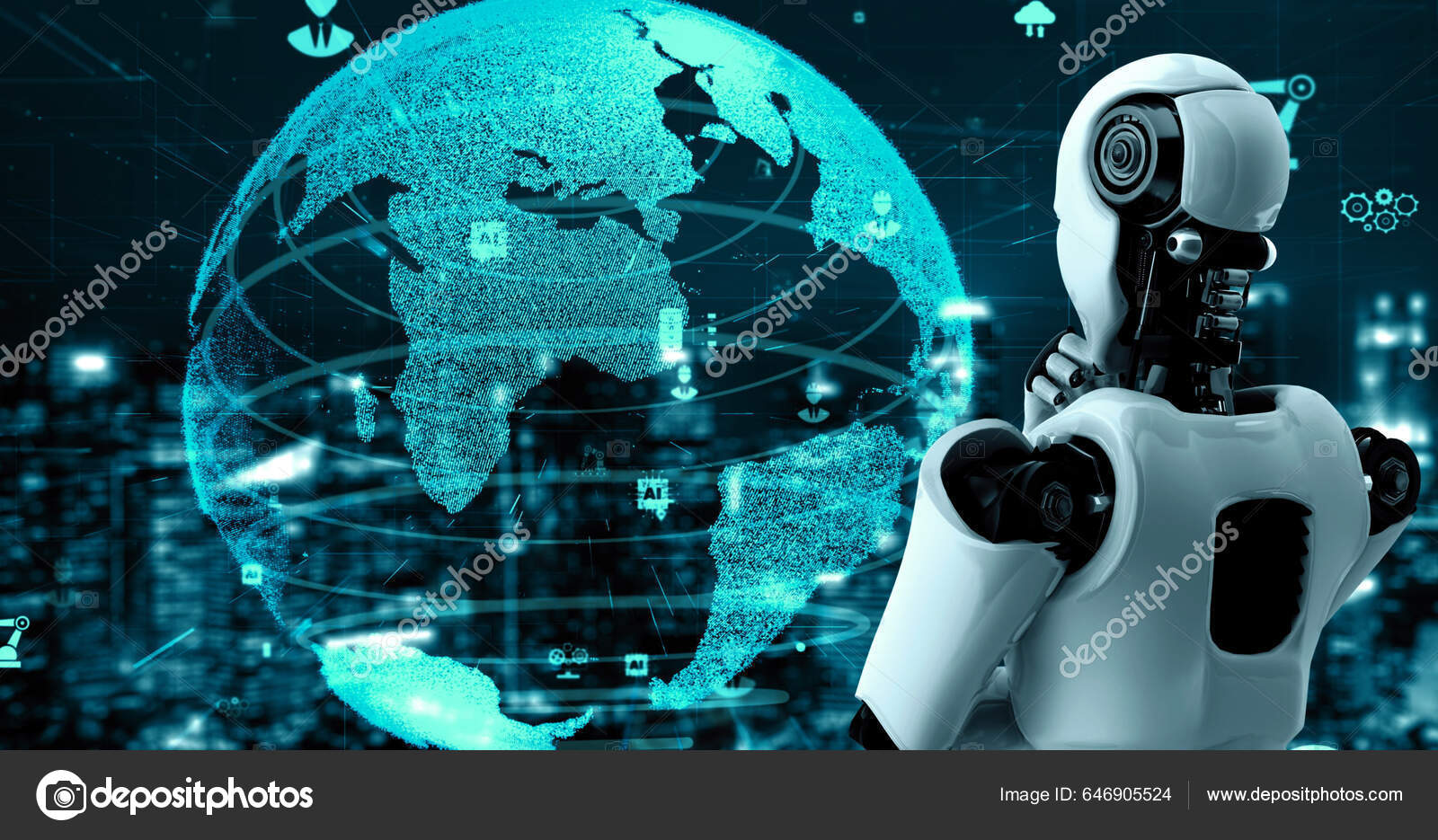 Futuristic Robot Artificial Intelligence Huminoid Industrial Factory ...