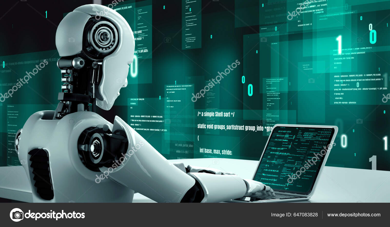Futuristic Robot Artificial Intelligence Huminoid Programming Coding ...