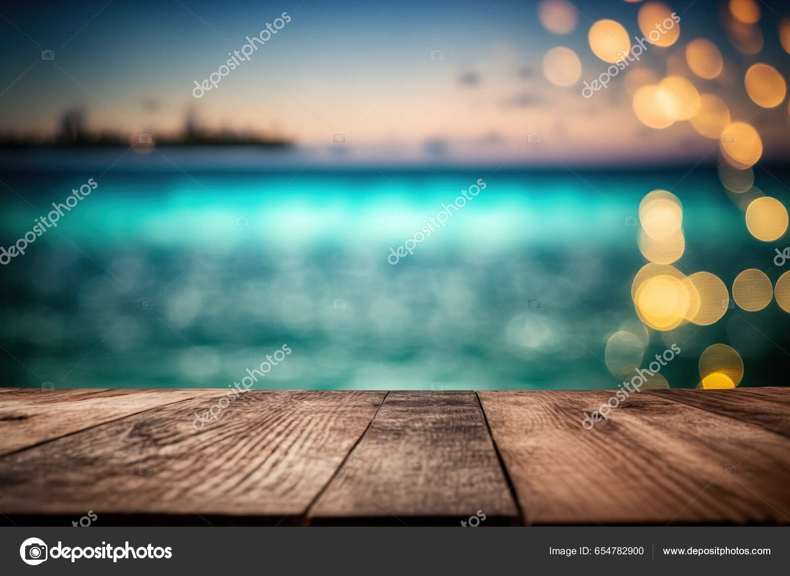 Table Top View Blurred Seascape Summer Beach Background Flawless ...