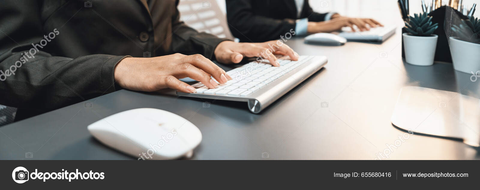 Professional Business People Working Computer Corporate Workplace ...